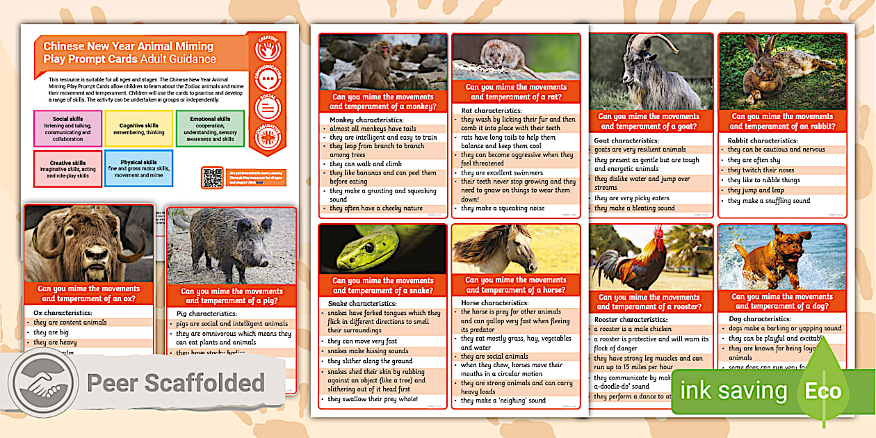 Chinese New Year Zodiac Animal Miming Play Prompt - Twinkl