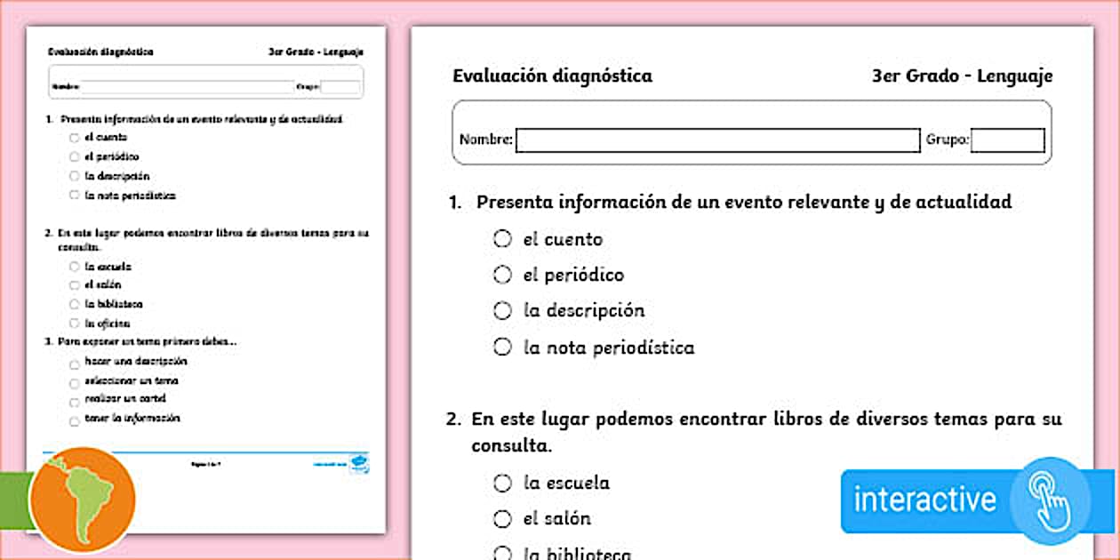 Examen diagnóstico 3er grado lenguaje y comunicación en PDF