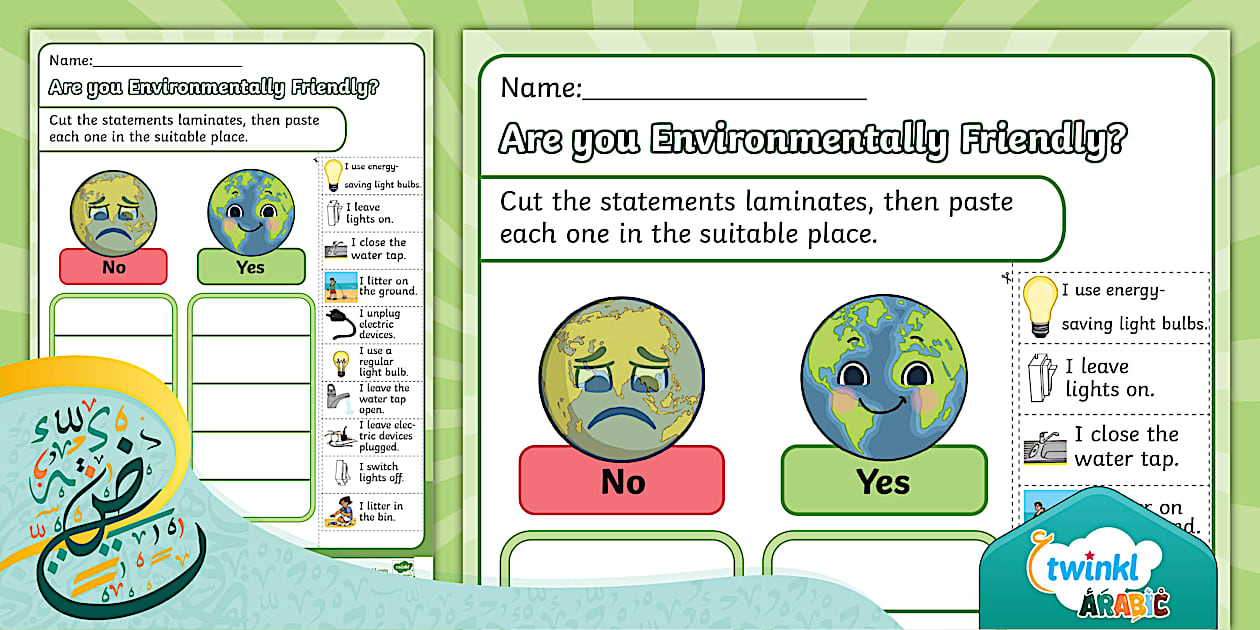 Worksheet Are you Environmentally Friendly? - Twinkl