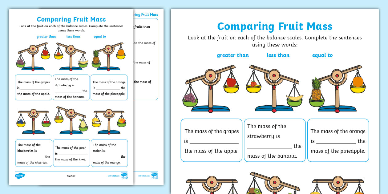 👉 Comparing Mass of Fruit - Twinkl - KS1 (teacher made)