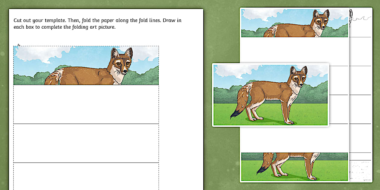 Fox Folding Art Template (teacher made) - Twinkl