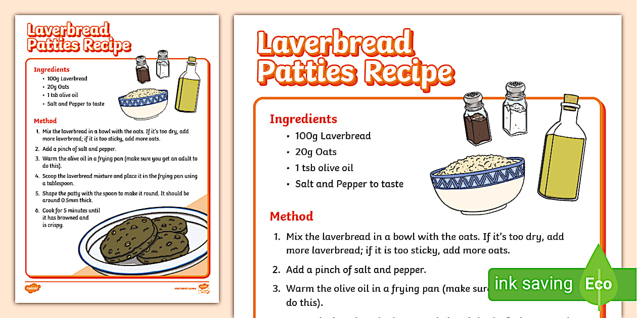 Laverbread Patties Recipe - Laverbread Recipe (teacher made)