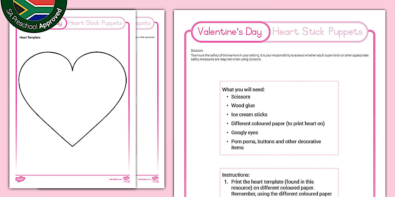 Preschool: Valentine's Day: Heart Stick Puppets