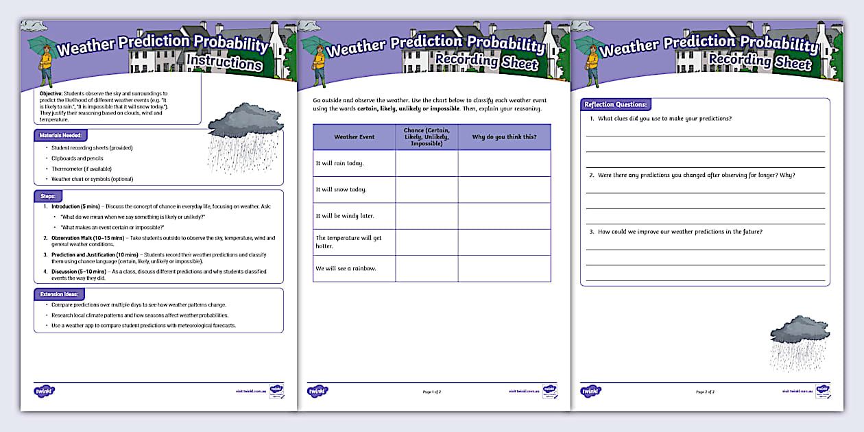 Outdoor Maths: Weather Prediction Probability (teacher made)