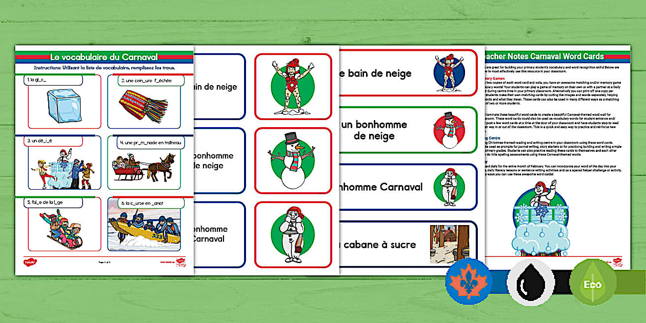 Activités Carnaval Word Cards | Twinkl (teacher made)