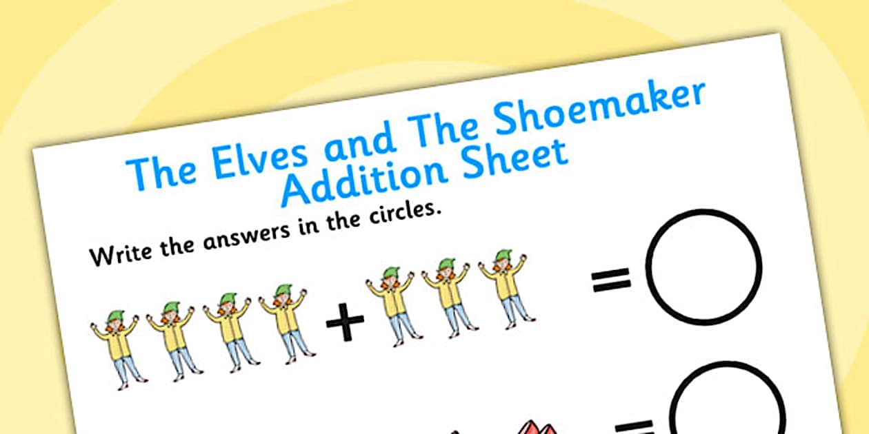 Black and White The Elves and the Shoemaker Addition Sheets
