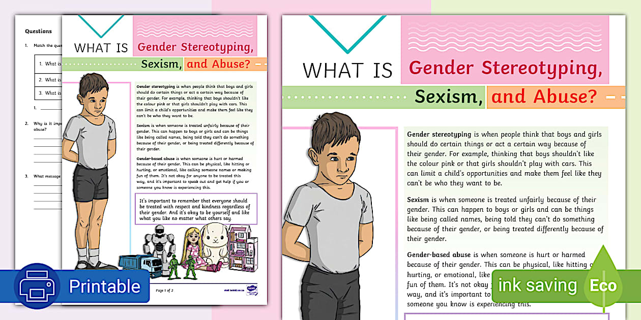 What is Gender Stereotyping, Sexism, and Abuse? - Twinkl