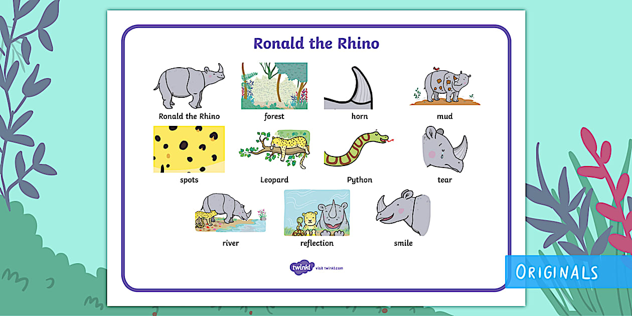 Cursive Ronald the Rhino Word Mat (teacher made) - Twinkl