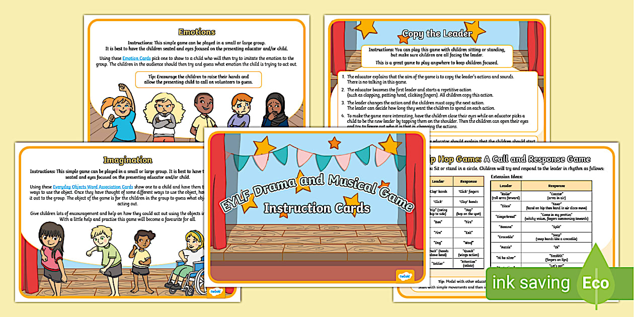 Drama Time Games Instruction Cards (teacher made) - Twinkl