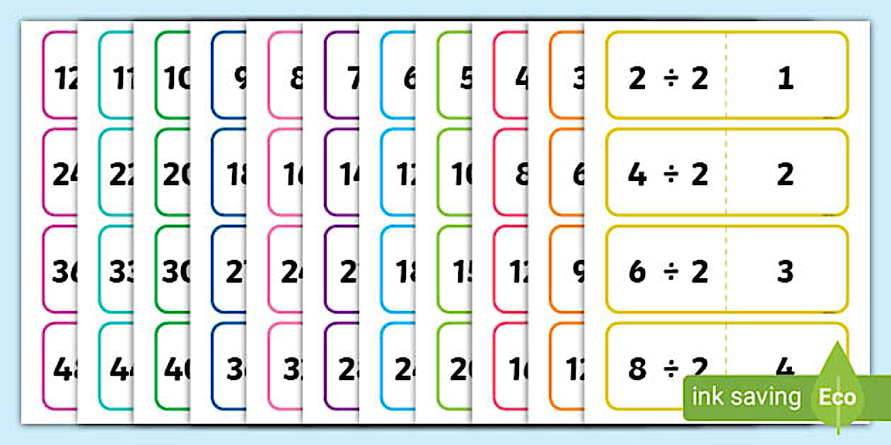 2 to 12 Times Table Division Folding Cards Resource Pack