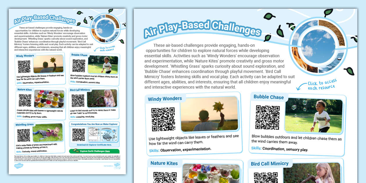 * NEW * Air Play-Based Challenges (teacher made) - Twinkl