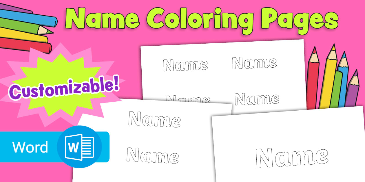 Editable Name Coloring Page (creat de profesori) - Twinkl