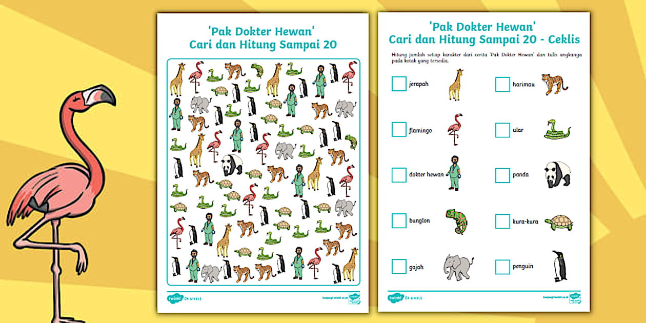 Ayo Cari dan Hitung Karakter 'Pak Dokter Hewan' Sampai 20