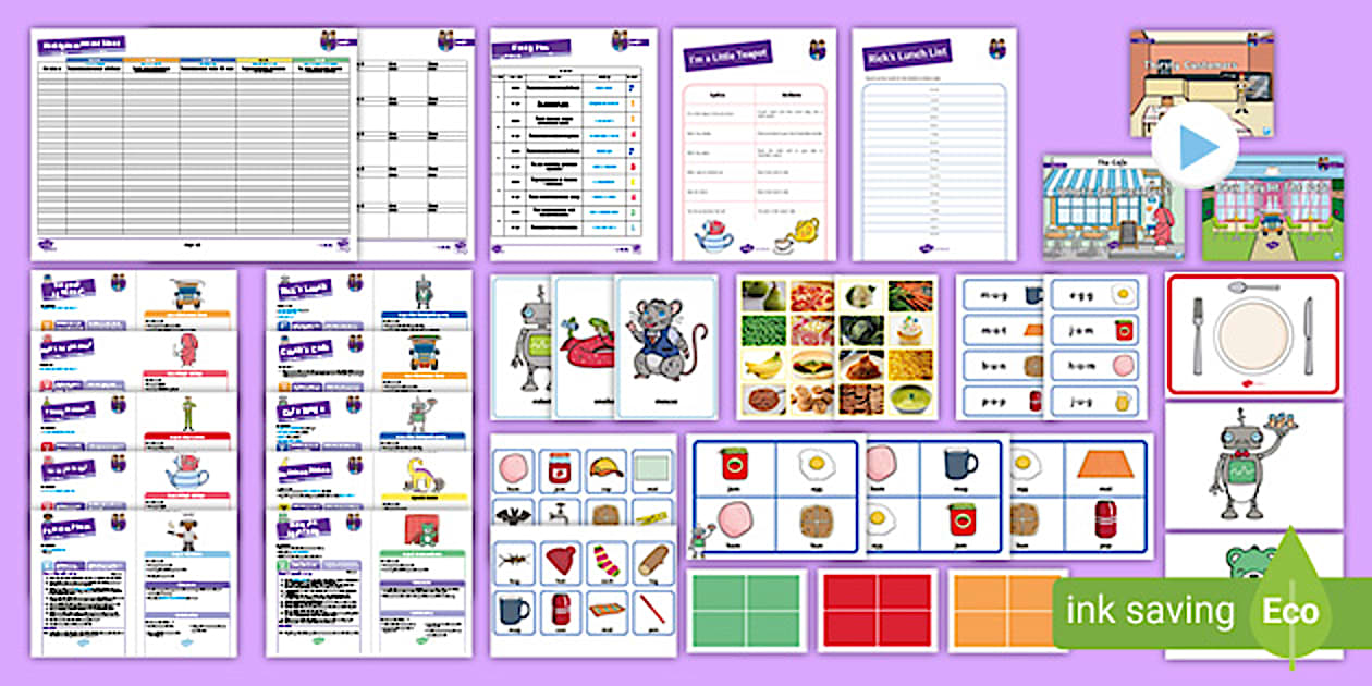 Phonics Level 1 Week 29 - Cafe Weekly Lesson Pack - Twinkl