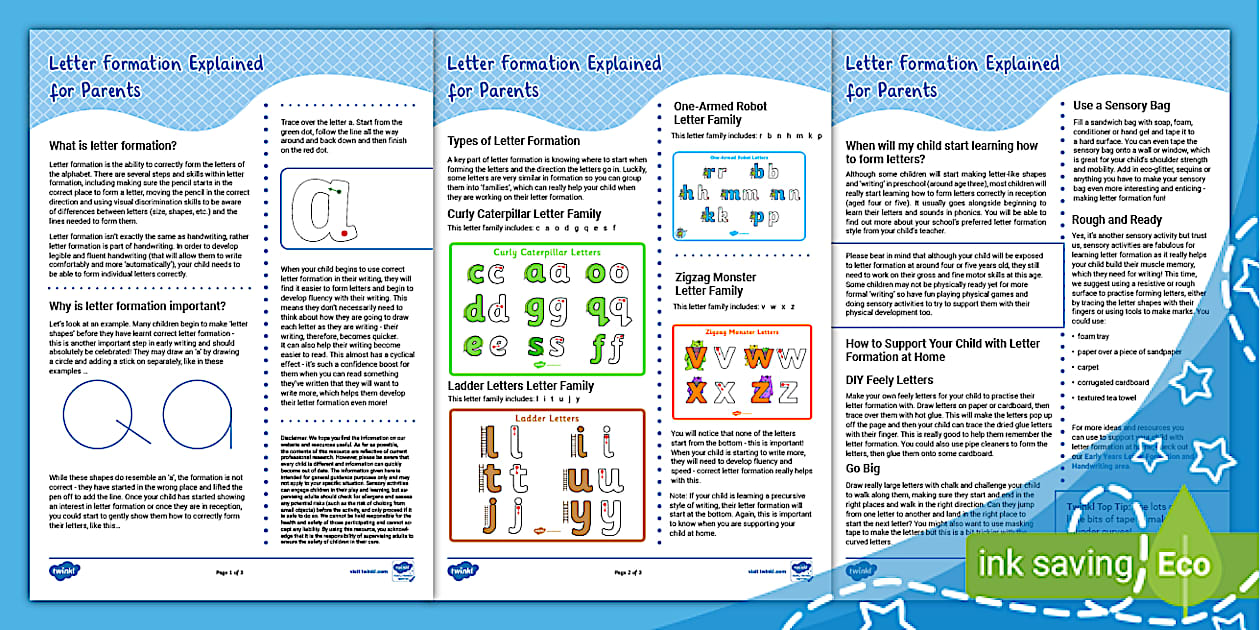 Letter Formation Guide For Parents (teacher made) - Twinkl
