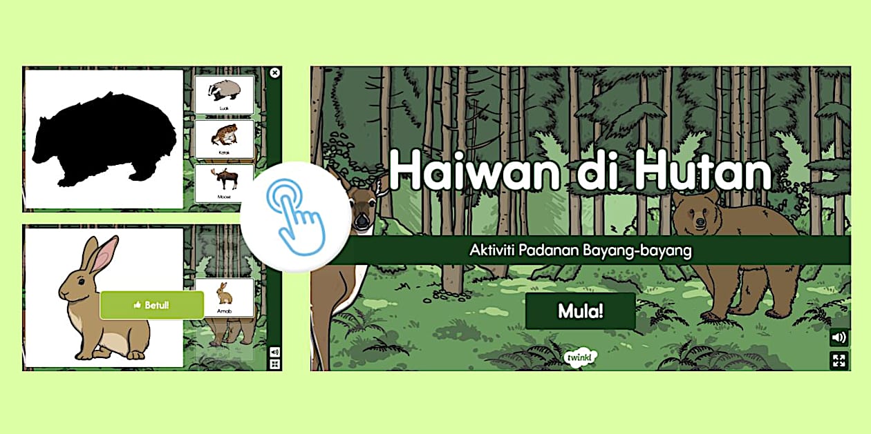 Permainan Interaktif Padanan Bayang-bayang Haiwan di Hutan