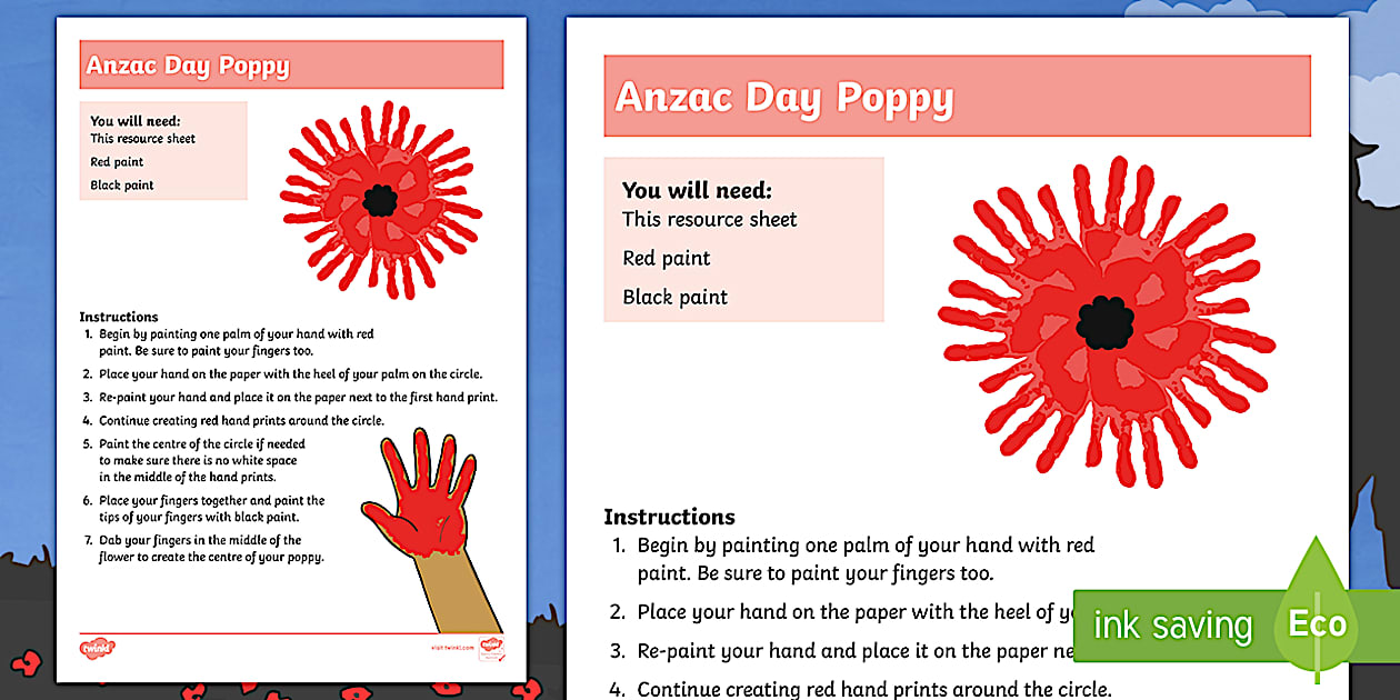 Handprint Anzac Day Art And Craft For Toddlers - Parents