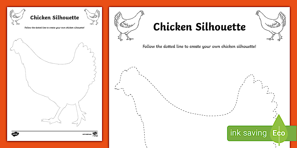Chicken Silhouette Drawing Activity (teacher made) - Twinkl