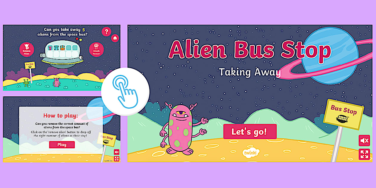 Alien Bus Stop - Taking Away (teacher made) - Twinkl