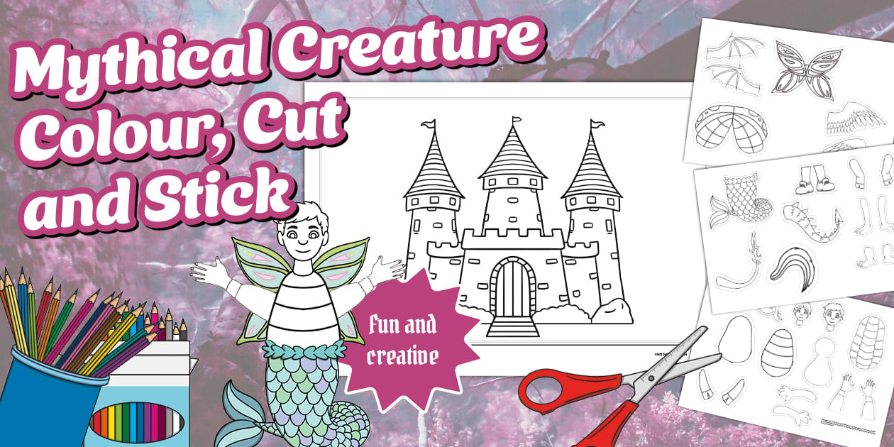 Mythical Creature Colour, Cut and Stick
