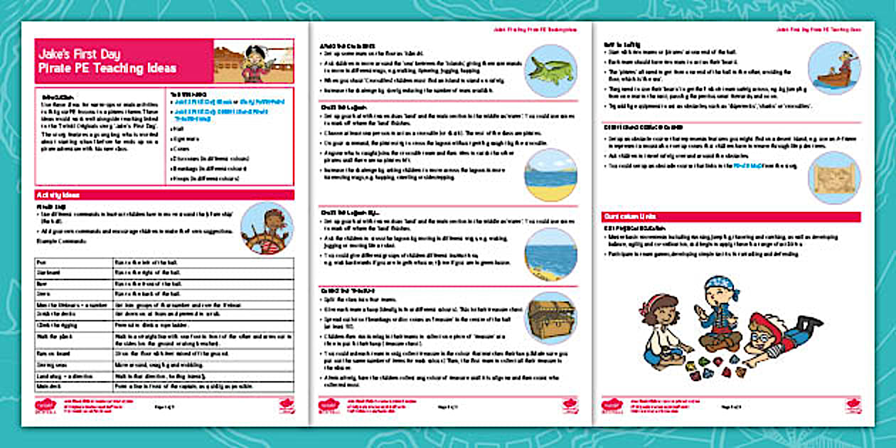 Editable Jake's First Day Pirate PE Teaching Ideas and Resource Pack