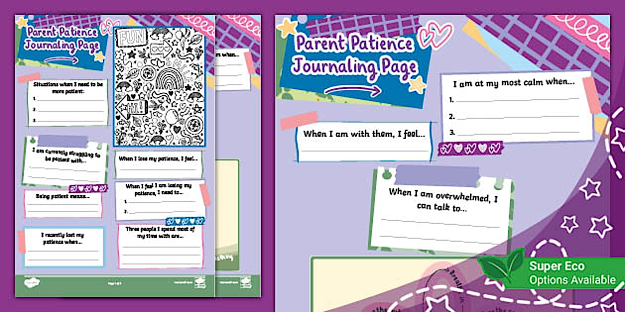 Parent Patience Journaling Page (Teacher-Made) - Twinkl