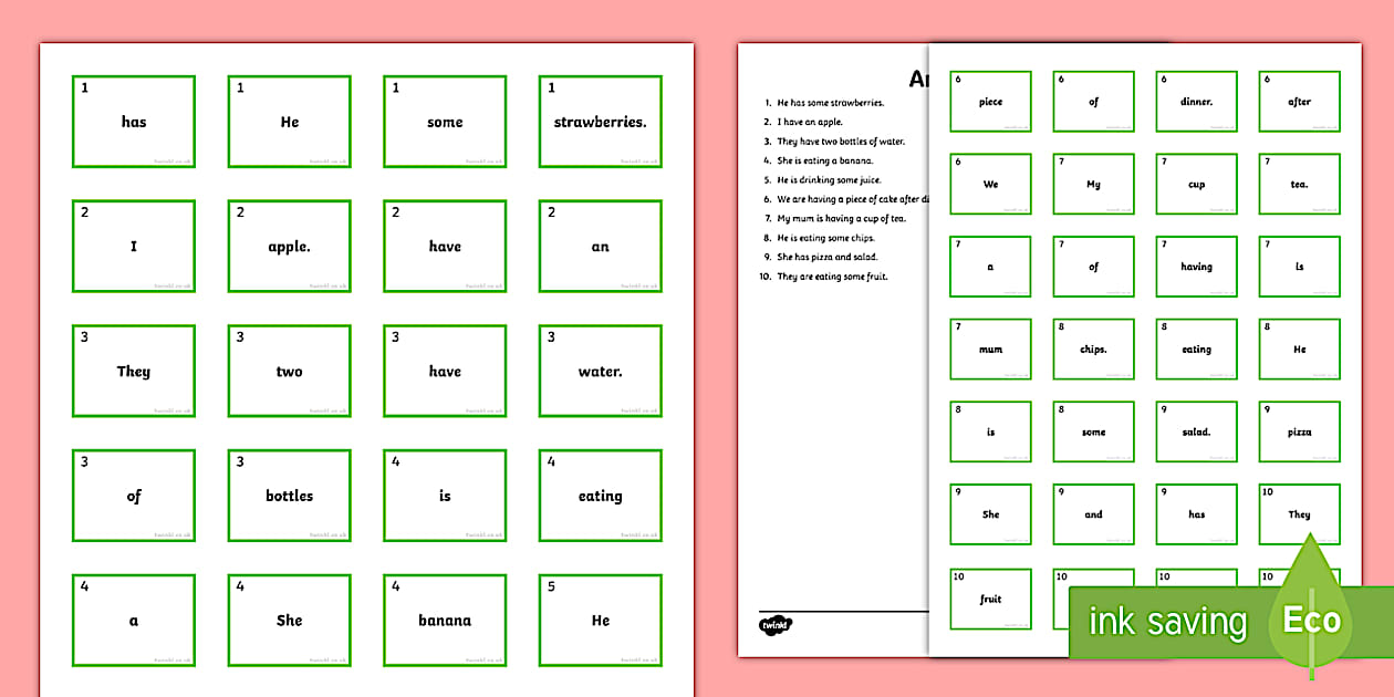 Food Sentence Construction Cards (teacher made) - Twinkl