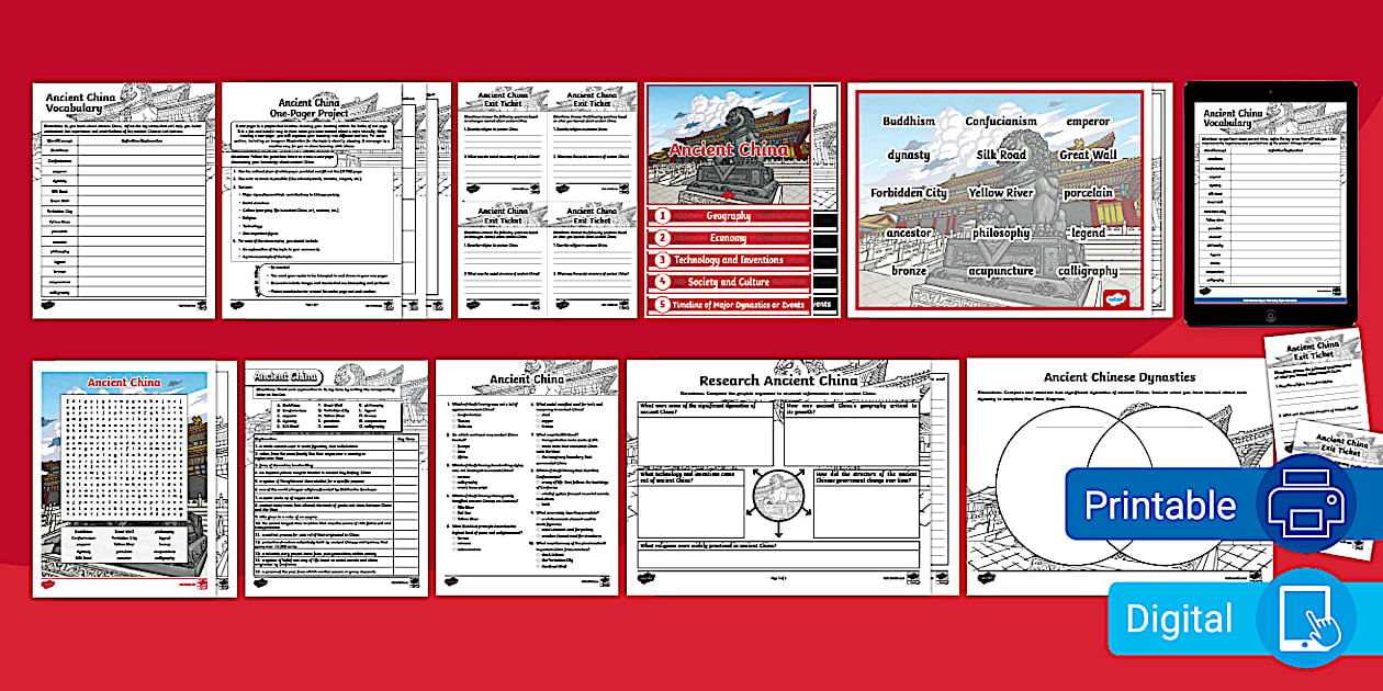 Sixth Grade Ancient China Activity Pack (teacher made)