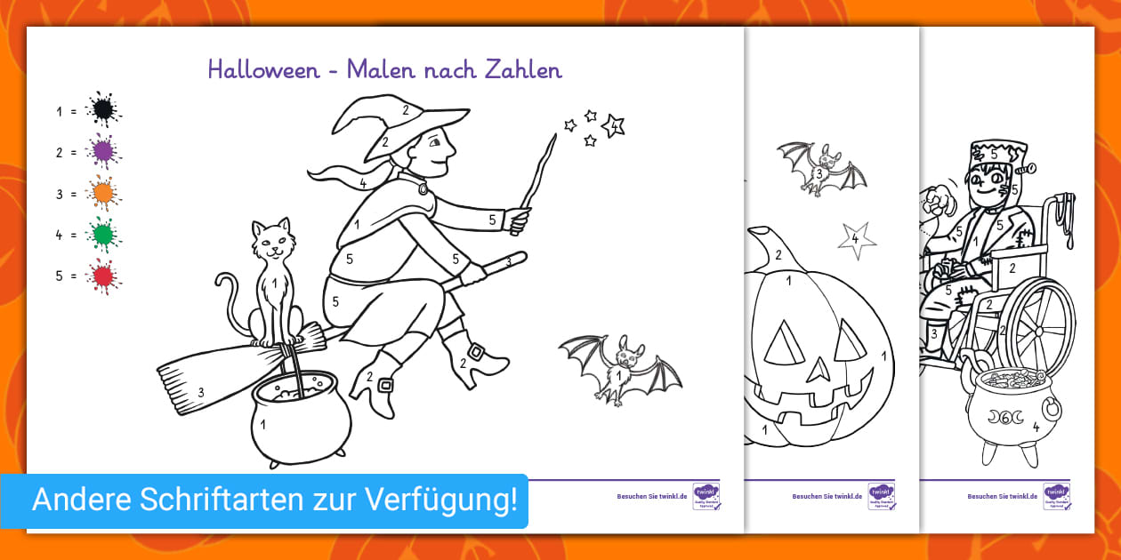 Halloween - Malen nach Zahlen für die Vorschule - Twinkl