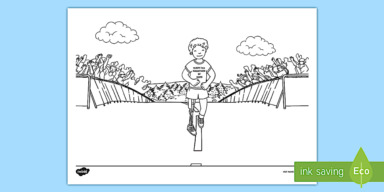 Terry Fox Colouring Page - Elementary Resources - Twinkl