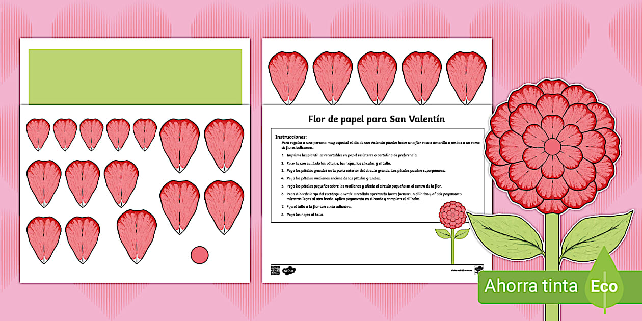 Manualidad: Flor de papel para San Valentín (Teacher-Made)