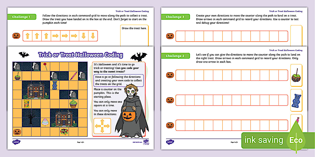 Halloween Unplugged Coding Activities | Computing Twinkl KS1