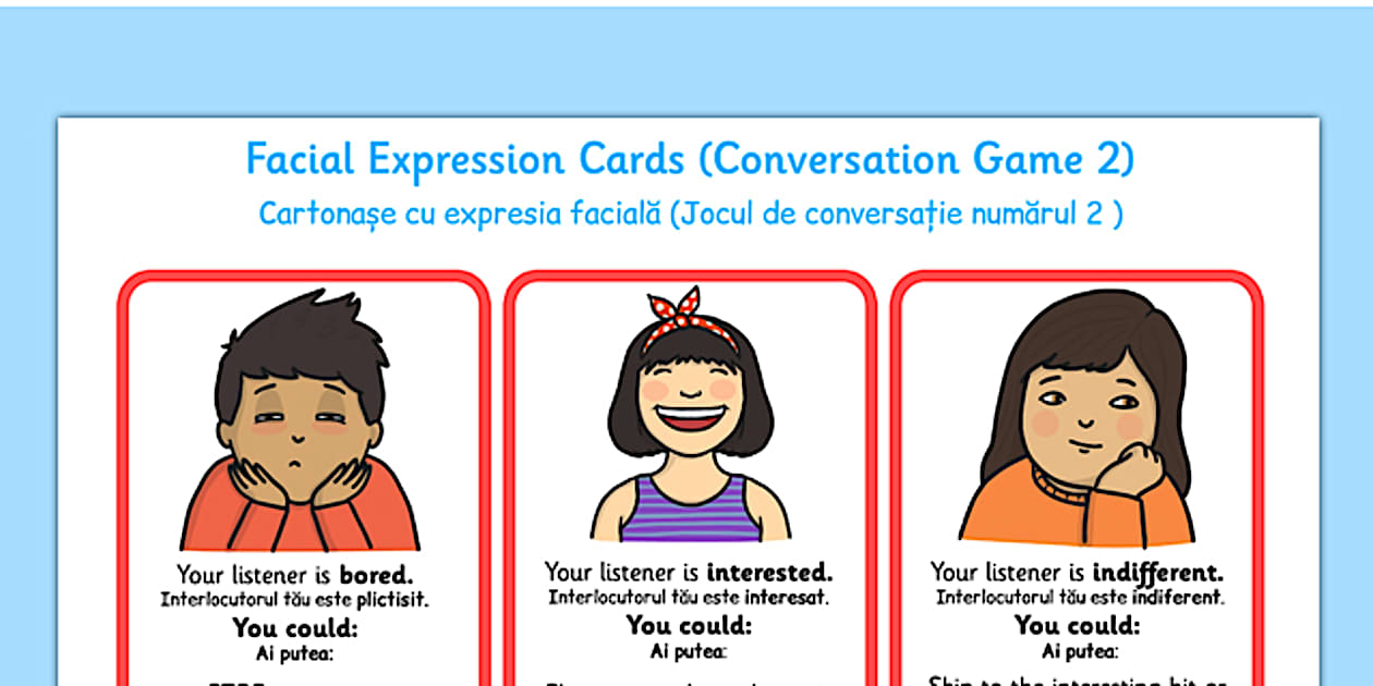 Conversation Game Expression Cards Romanian Translation