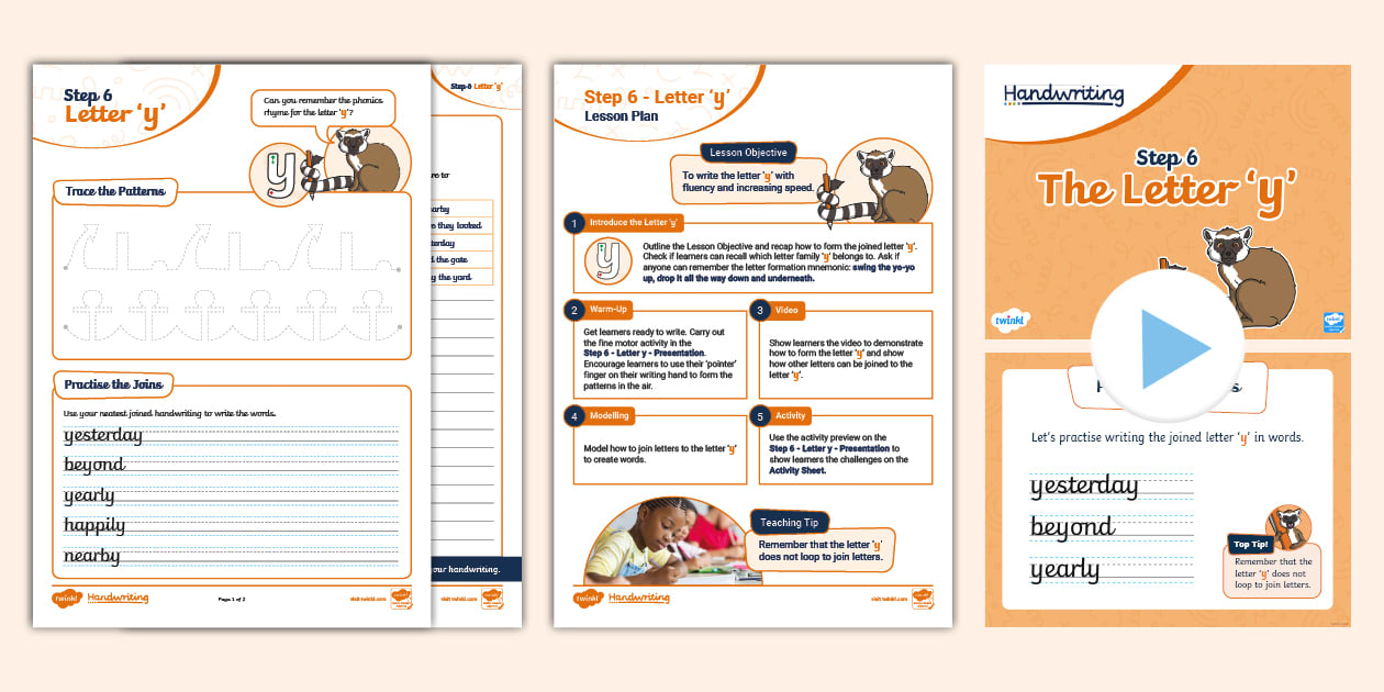 Step 6 Joined Handwriting Letter ‘y’ Pack (teacher made)