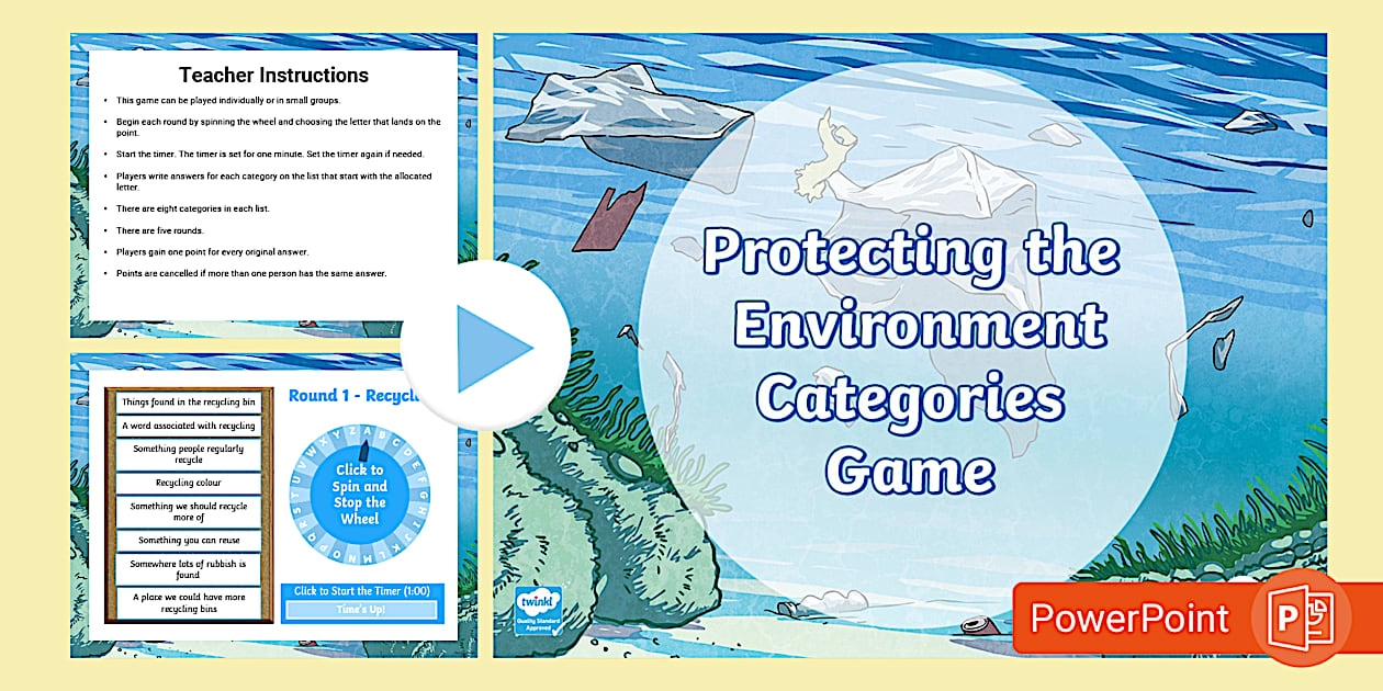 Protecting the Environment Categories Game (teacher made)