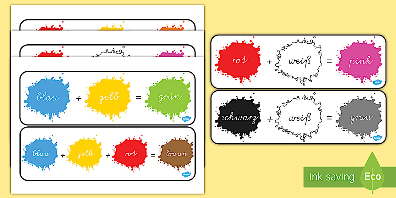 Colour Mixing Pack German (Teacher-Made) - Twinkl