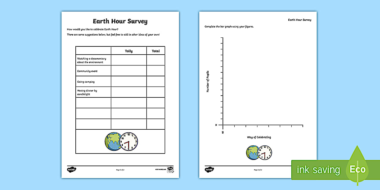 Earth Hour Survey Worksheet / Worksheet (teacher made)