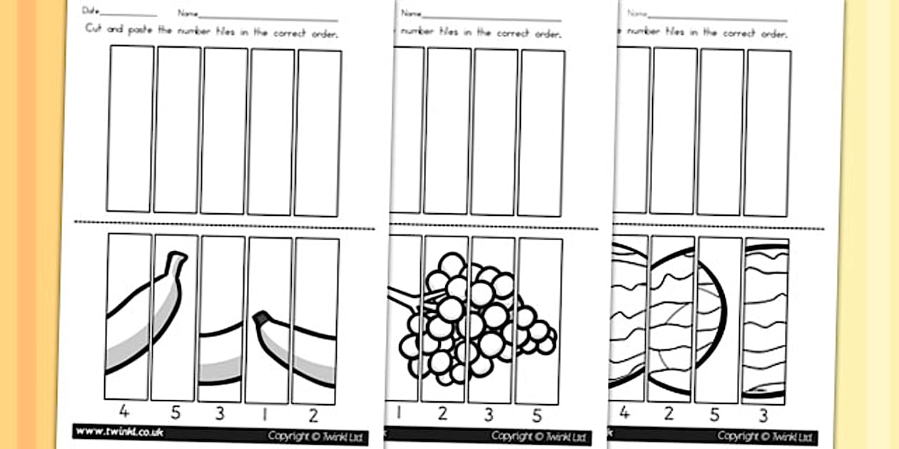 Fruit Themed Number Sequencing Puzzle (teacher made)