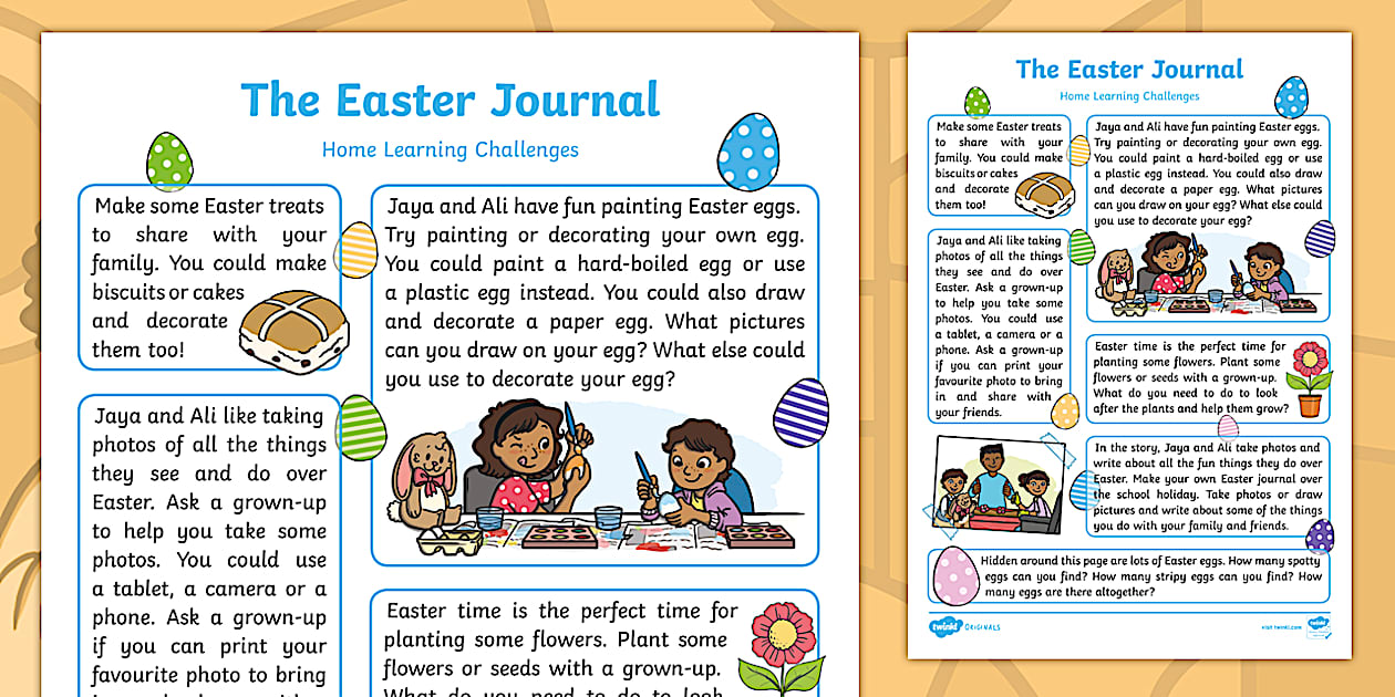 The Easter Journal Home Learning Challenges Reception FS2