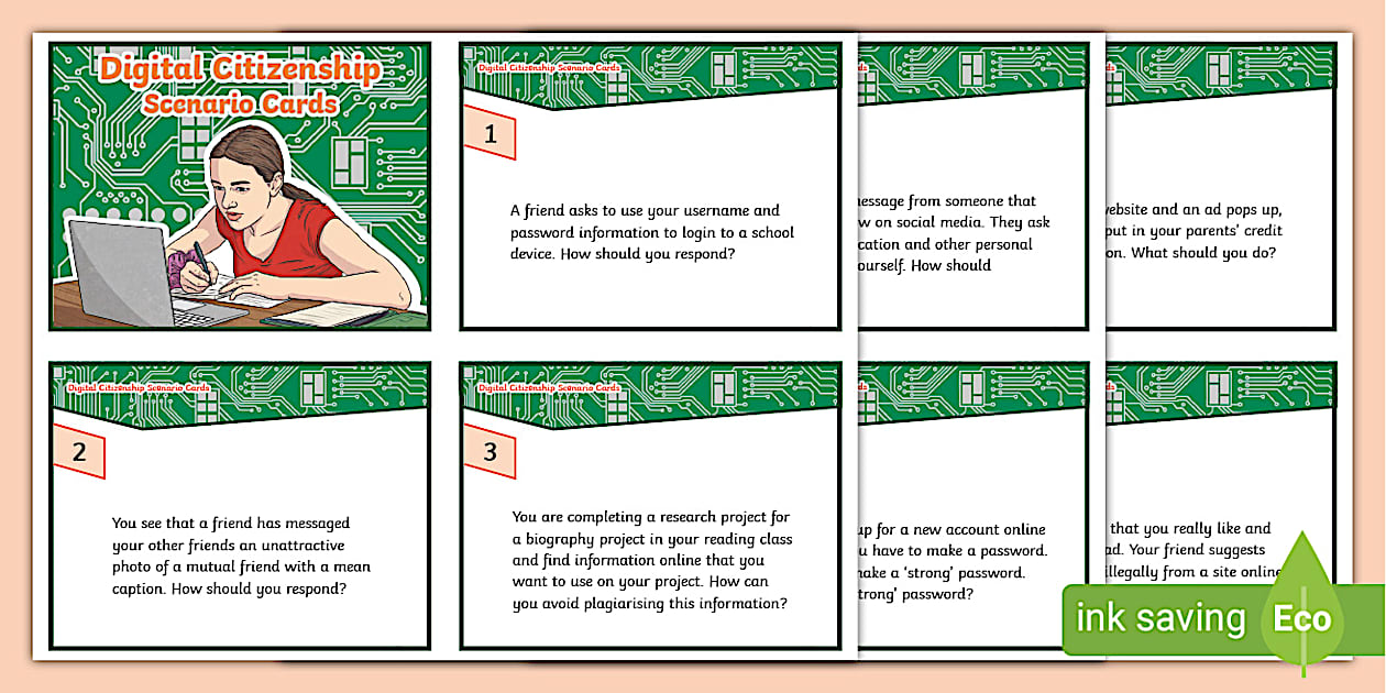 NZ Digital Citizenship Scenario Task Cards (teacher made)