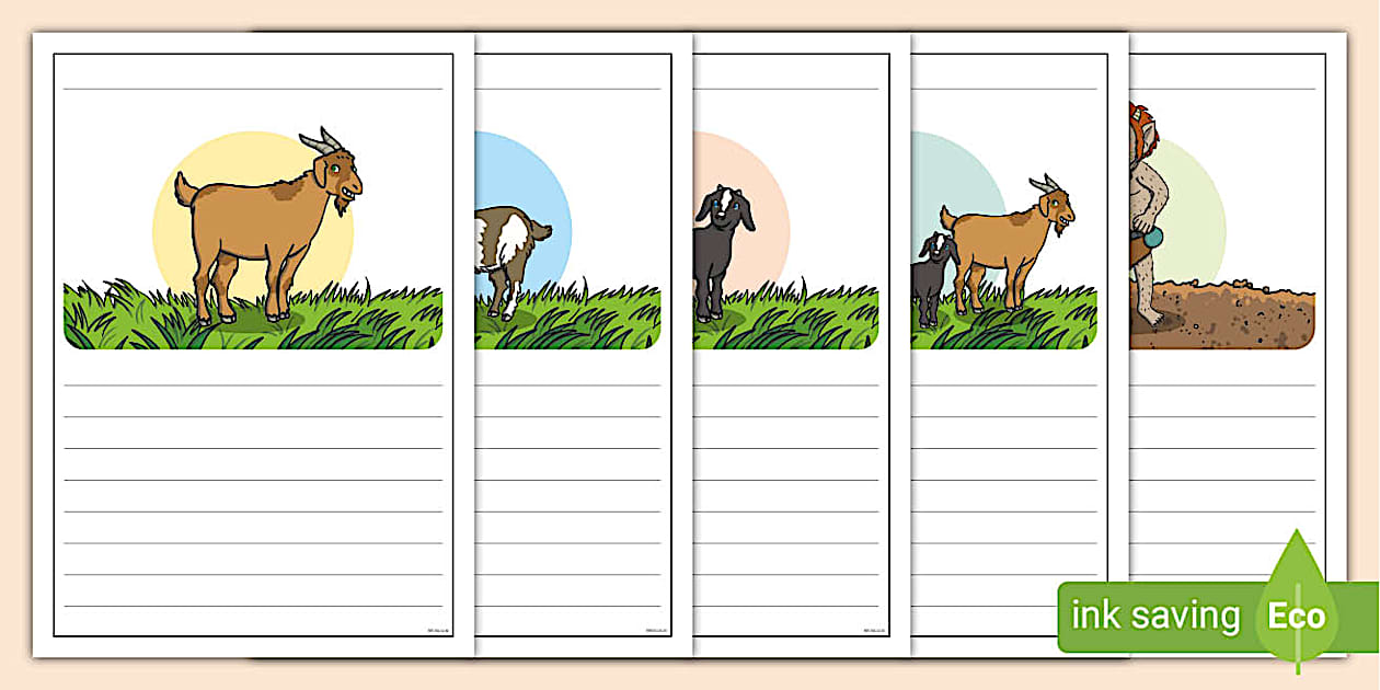Black and White The Three Billy Goats Gruff Writing Frames