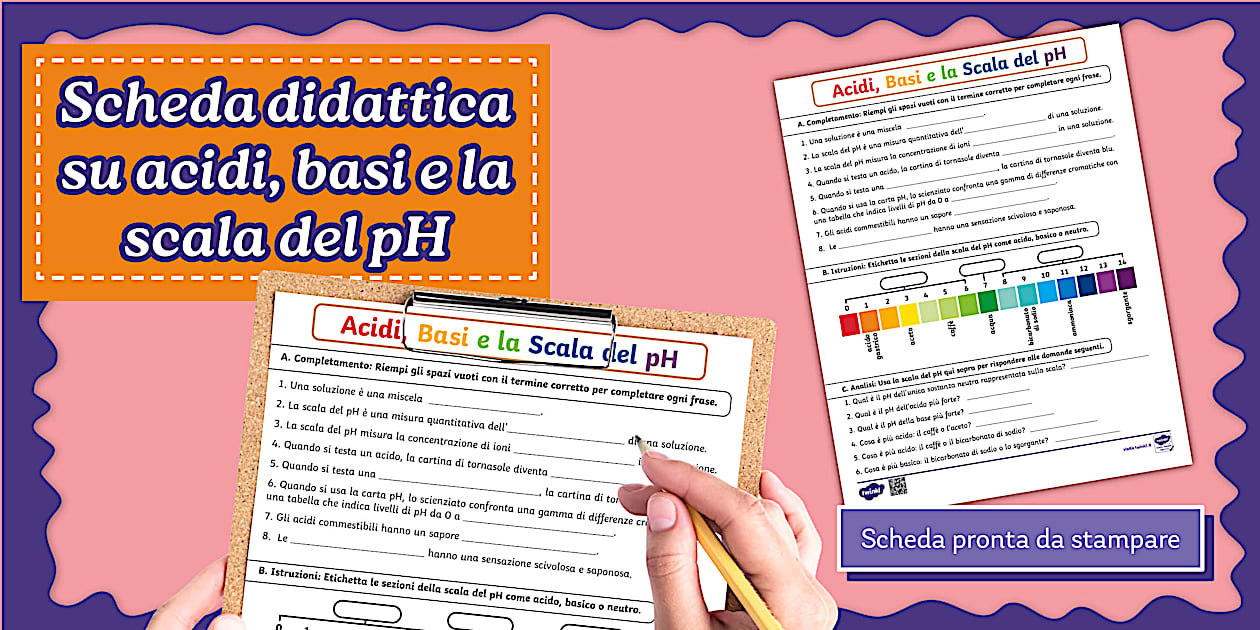 Scheda didattica su acidi, basi e la scala del pH