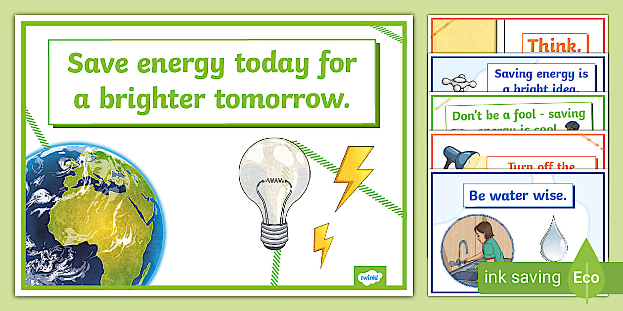 Energy-Saving Slogans Poster Display Pack KS2 (teacher made)