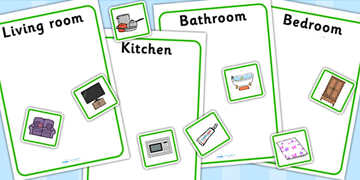 Kitchen Bedroom Bathroom And Living Room Sorting Activity