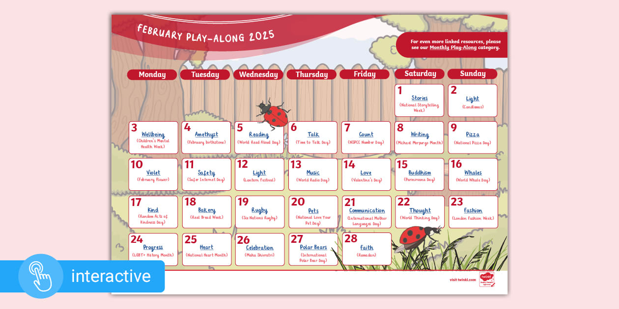 February Play-Along Calendar (2025) | Twinkl - Twinkl