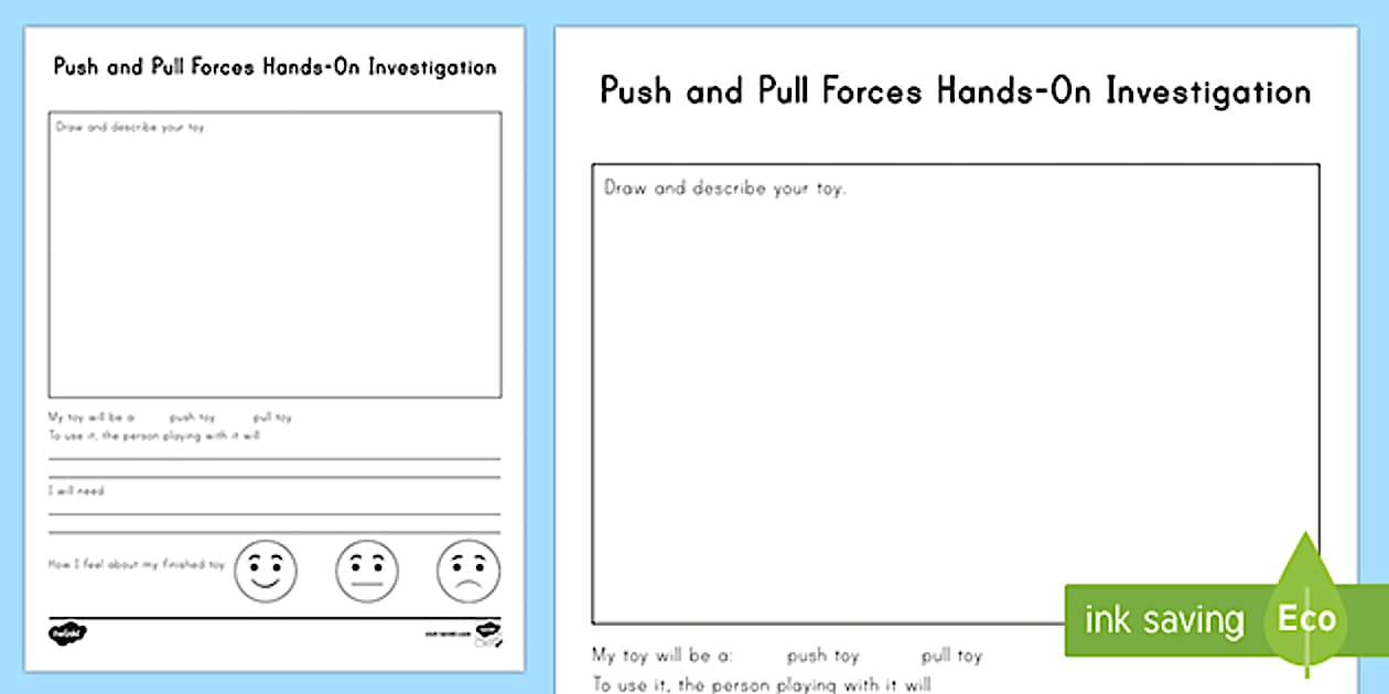 Push and Pull Forces Hands-On Investigation Recording Sheet