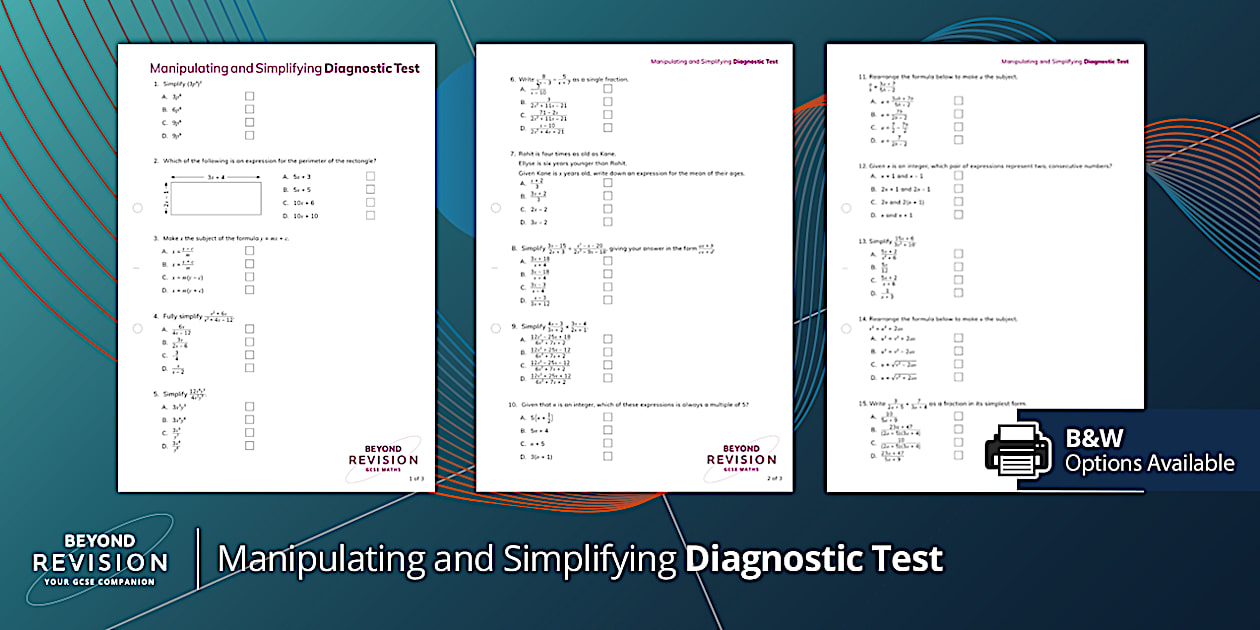 👉 Simplify and Manipulate Algebraic Expressions Test - Higher