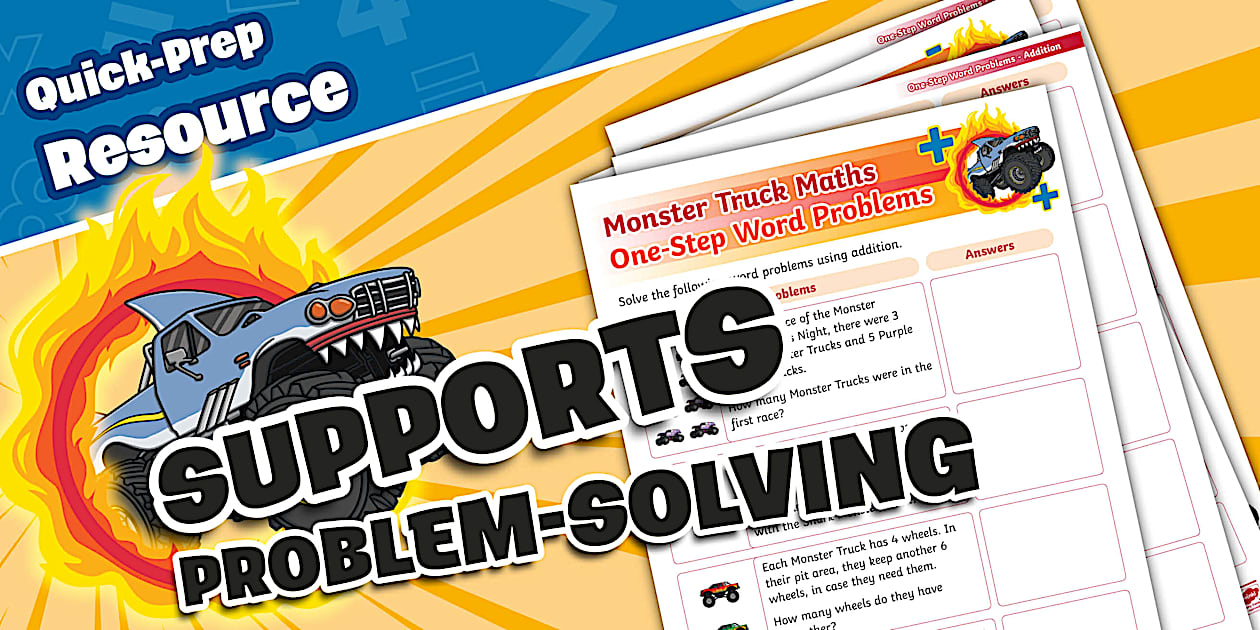 Monster Truck Maths: Addition and Subtraction One Step Word Problems