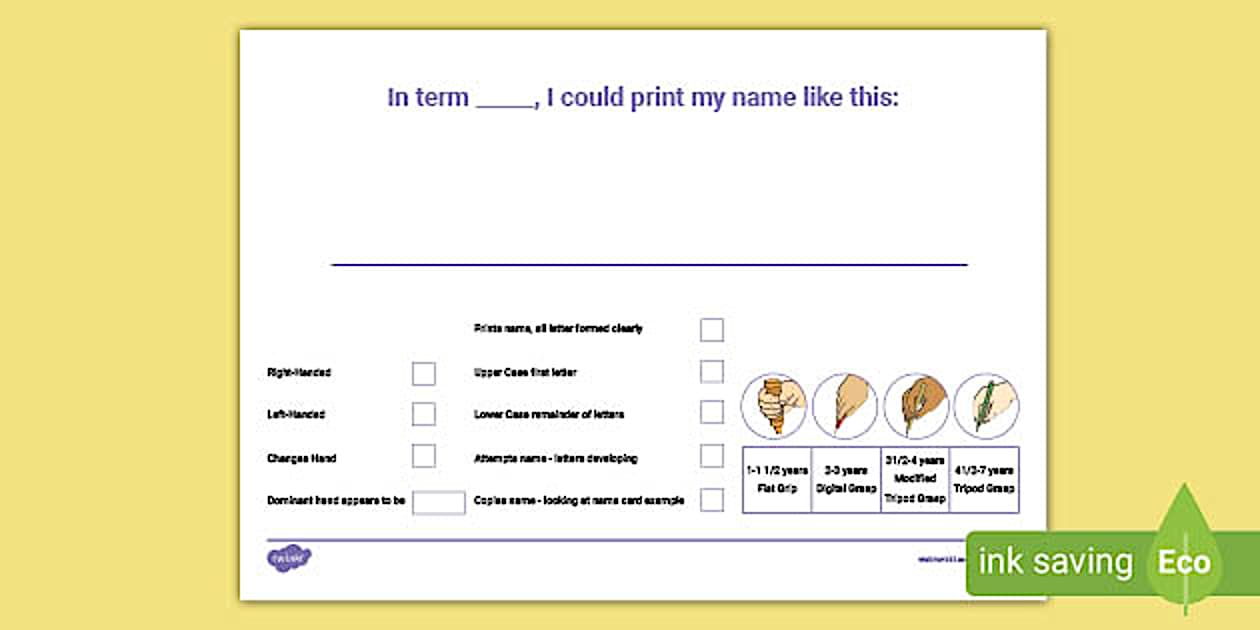 Name Writing Assessment Worksheet (teacher made) - Twinkl