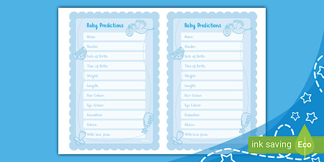Baby Shower Prediction Cards (teacher made) - Twinkl